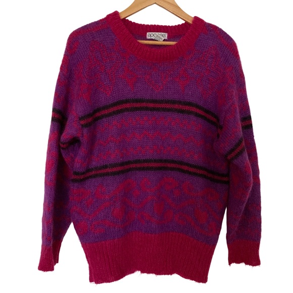 Epogee | Sweaters | Vintage Epogee Mohair Blend Mixed Print Sweater ...